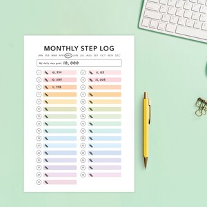 Monthly Step Log Printable | Track Your Daily Steps | Step Tracker ...