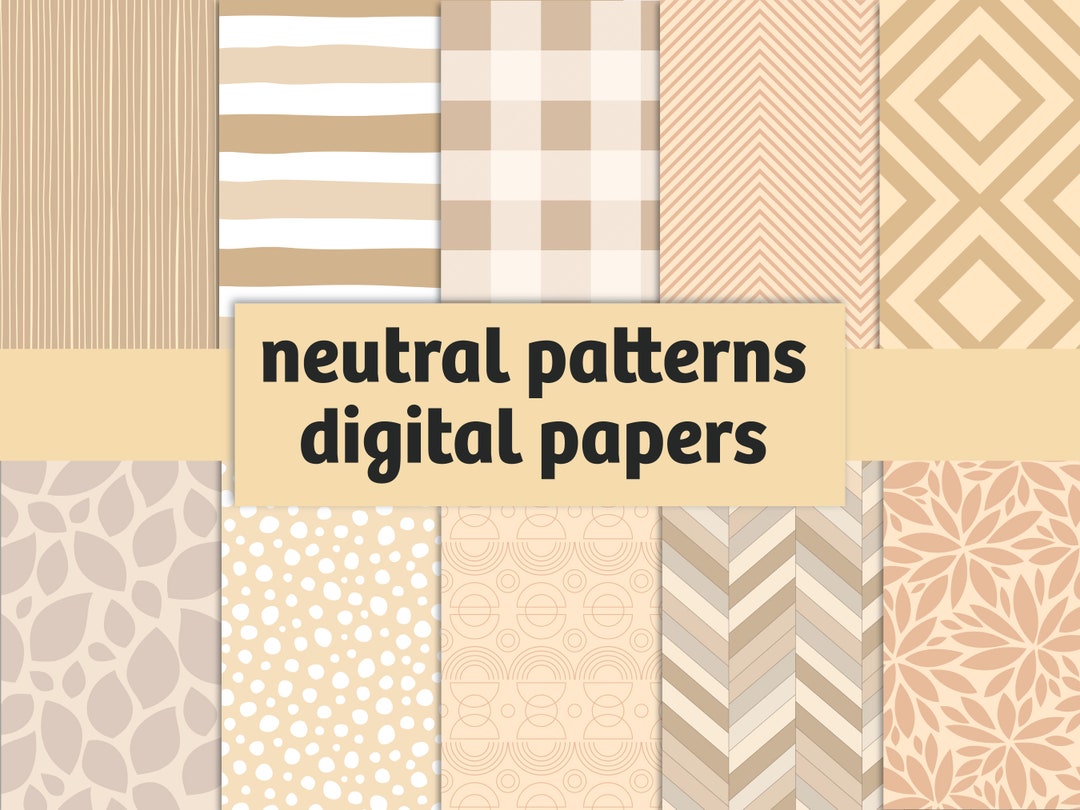 Neutral Digital Scrapbook Paper Patterns Pack | 10 Natural Beige ...