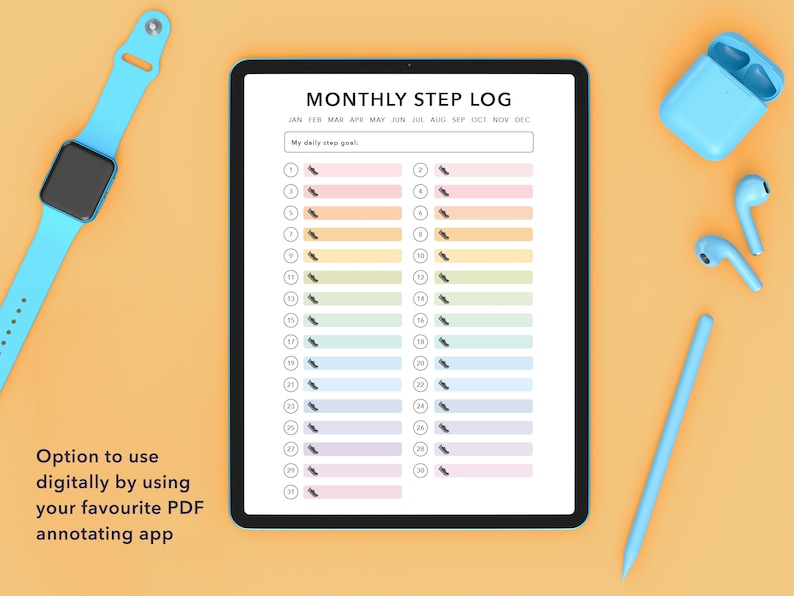 Monthly Step Log Printable | Track Your Daily Steps | Step Tracker ...
