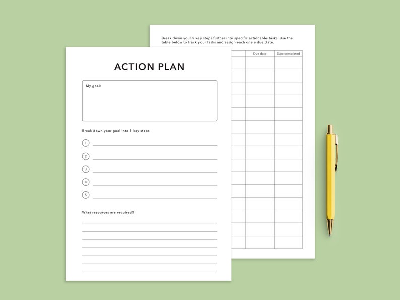 Action Plan Worksheet | Printable PDF and Editable Form - Etsy