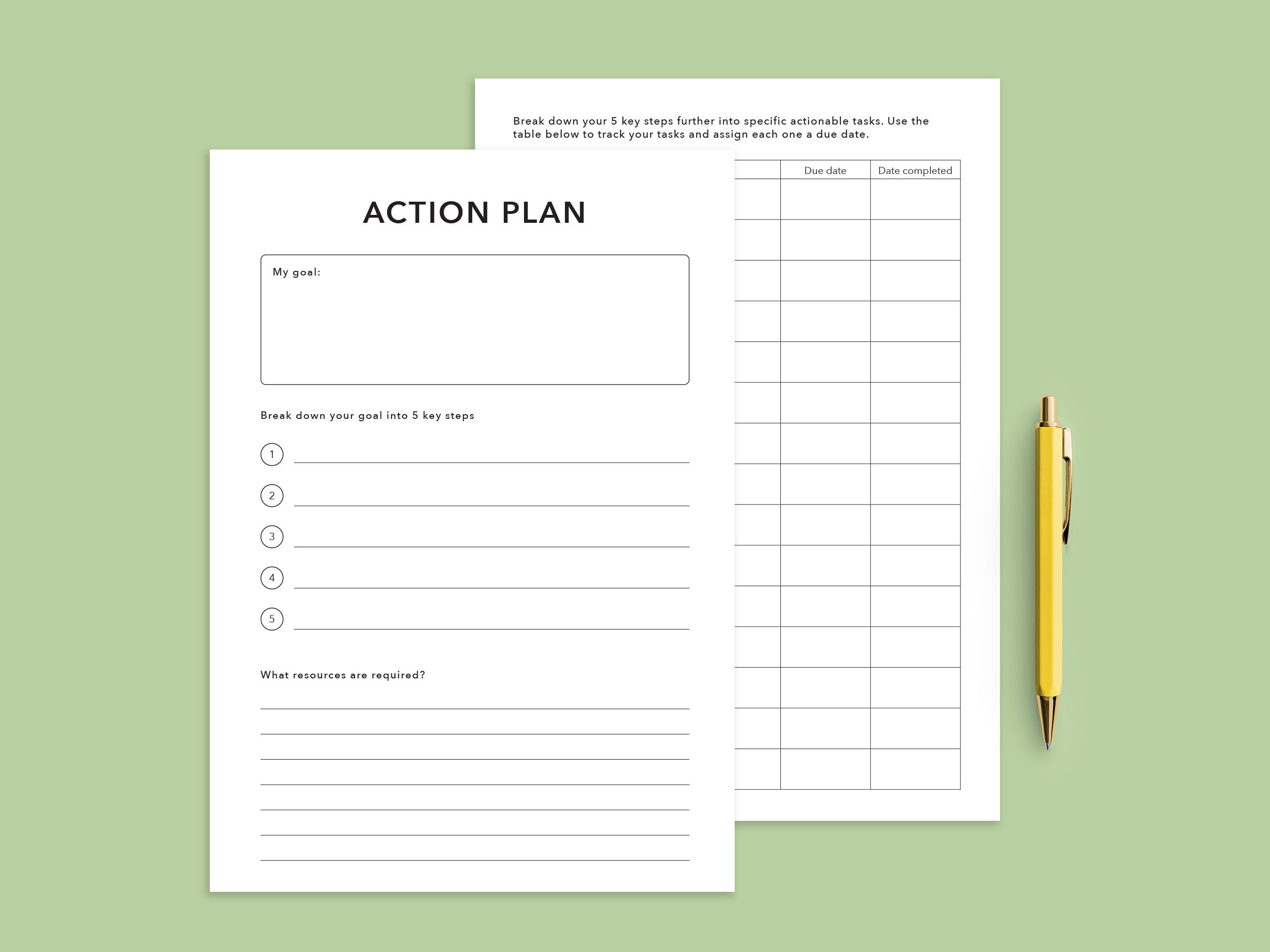 Action Plan Worksheet | Printable PDF and Editable Form - Etsy