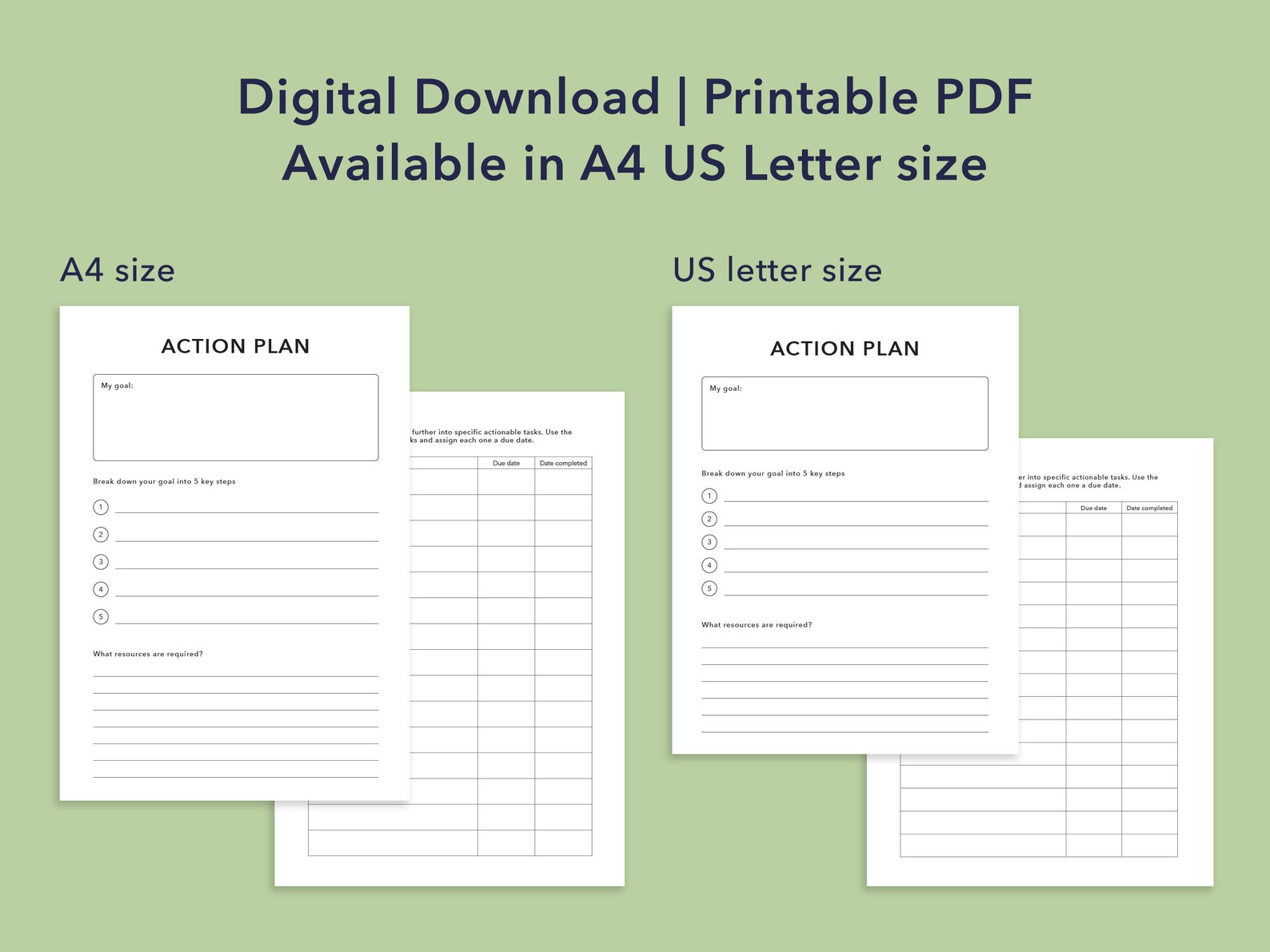 Action Plan Worksheet | Printable PDF and Editable Form - Etsy