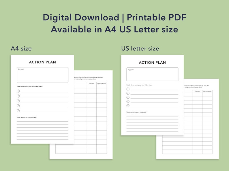 Action Plan Worksheet | Printable PDF and Editable Form - Etsy