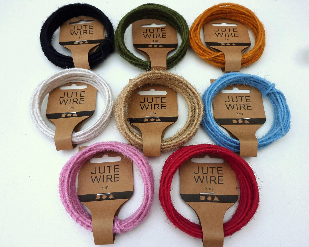Jute Wrapped Wire, 3m X 3mm Wide Rustic Craft Wire for Wreaths, Wedding ...