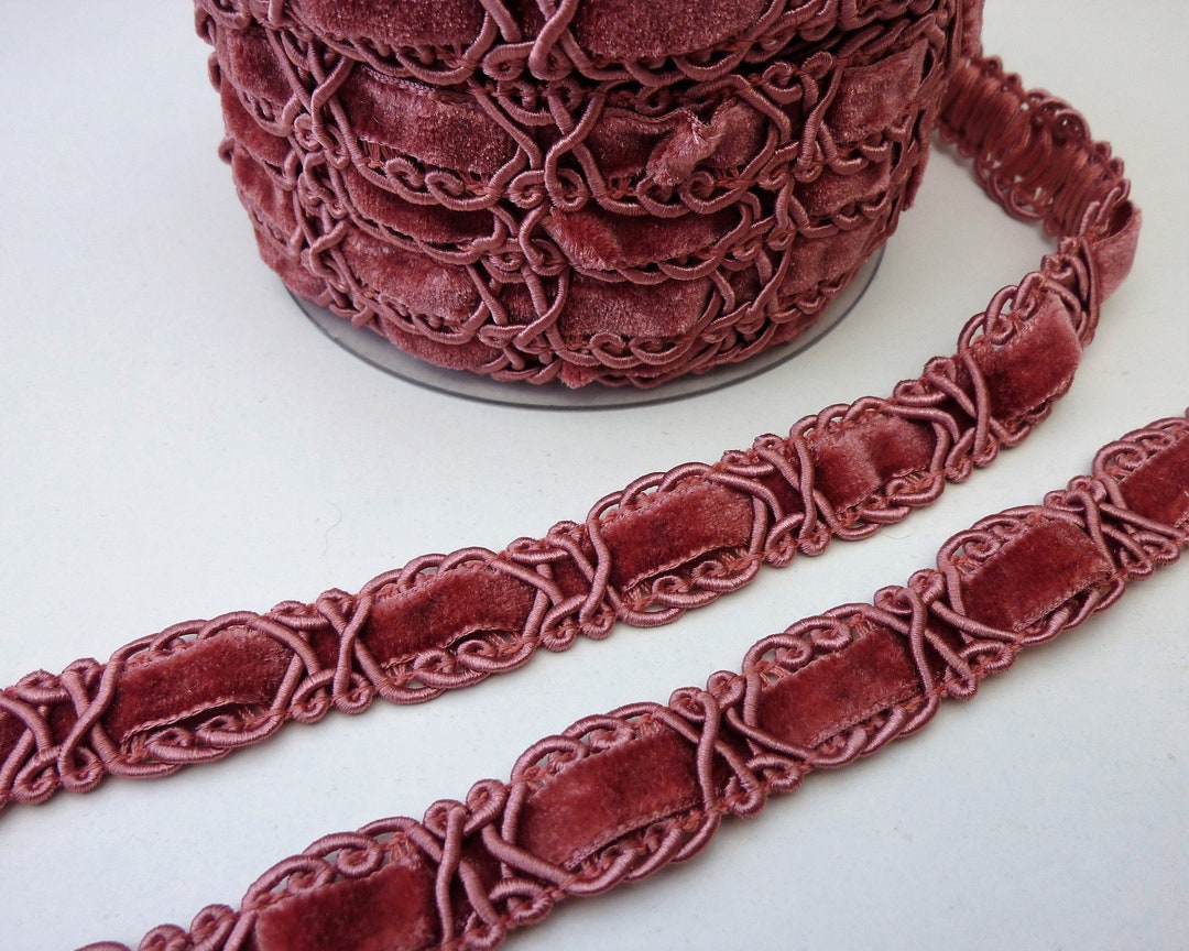 Dusty Pink Velvet Upholstery Trim Gimp Braid: 16mm, Clothing Lampshade ...