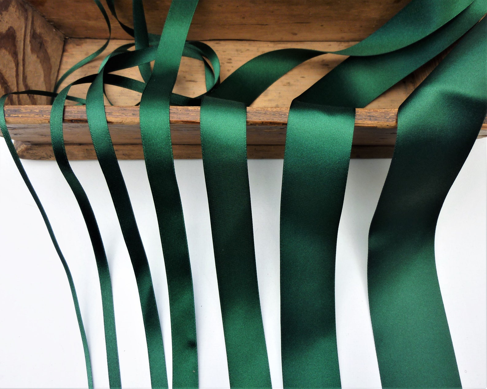 Dark Forest Green Double Satin Ribbon: Berisfords Recycled - Etsy UK