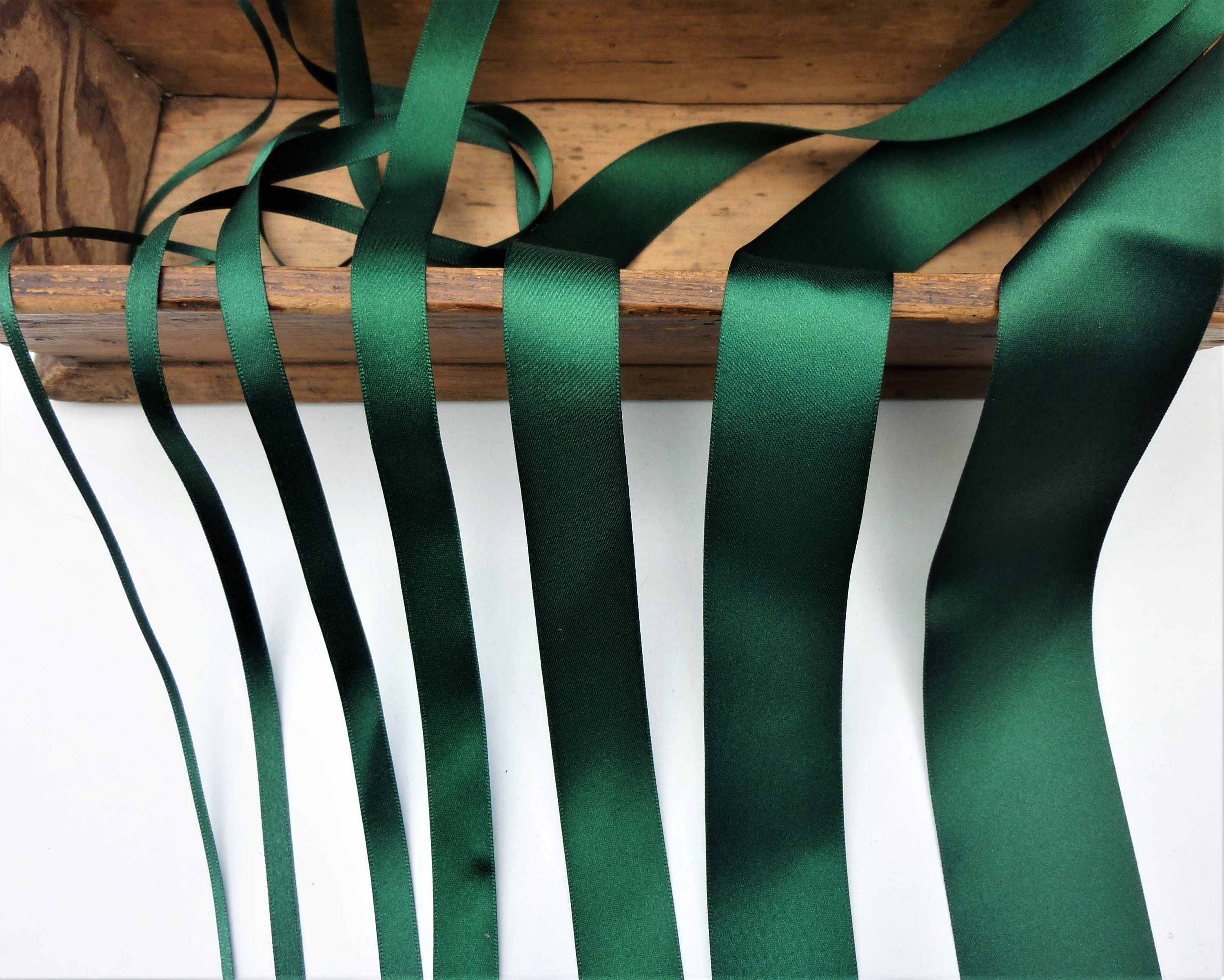 Dark Forest Green Double Satin Ribbon: Berisfords Recycled - Etsy UK