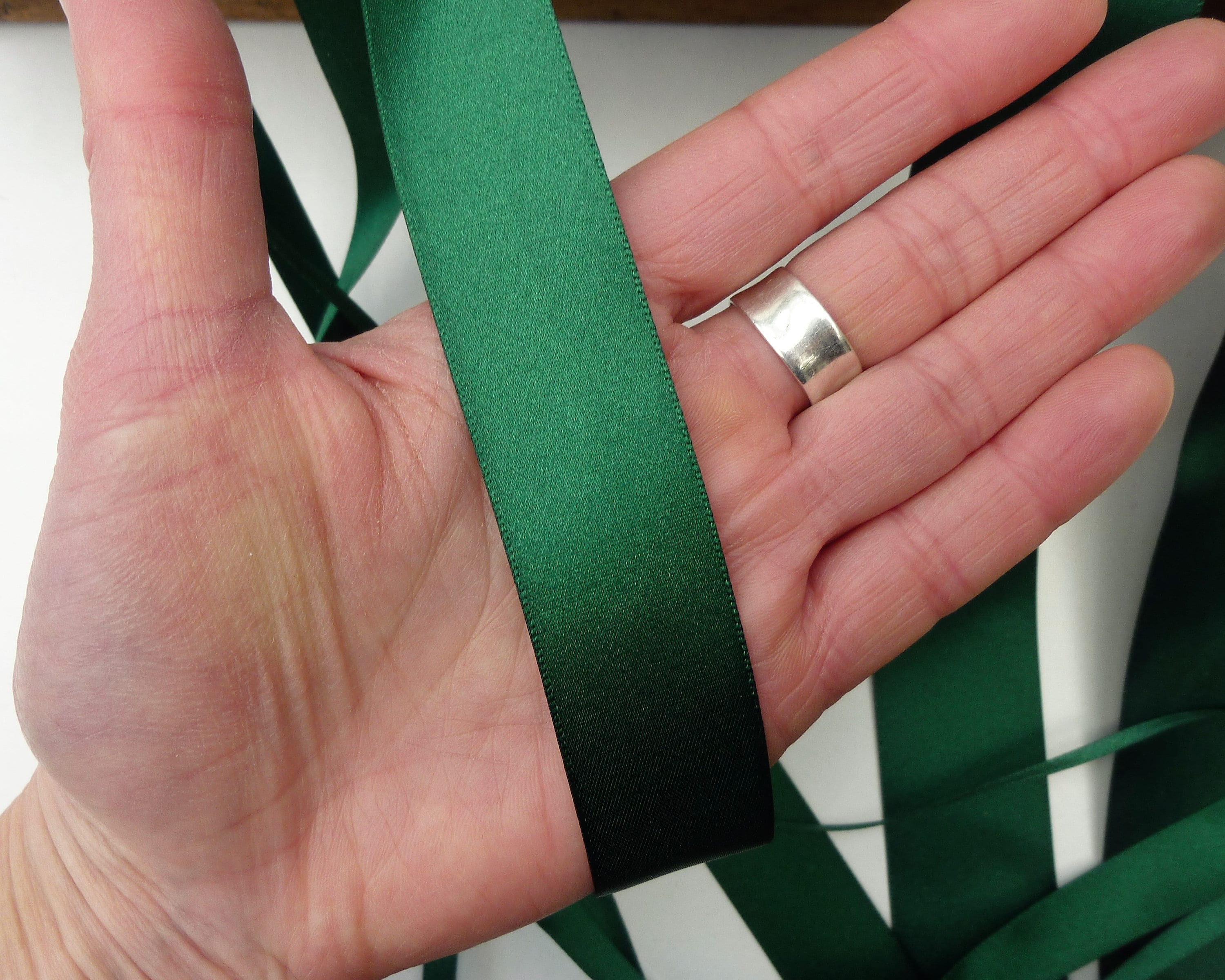 Dark Forest Green Double Satin Ribbon: Berisfords Recycled - Etsy UK