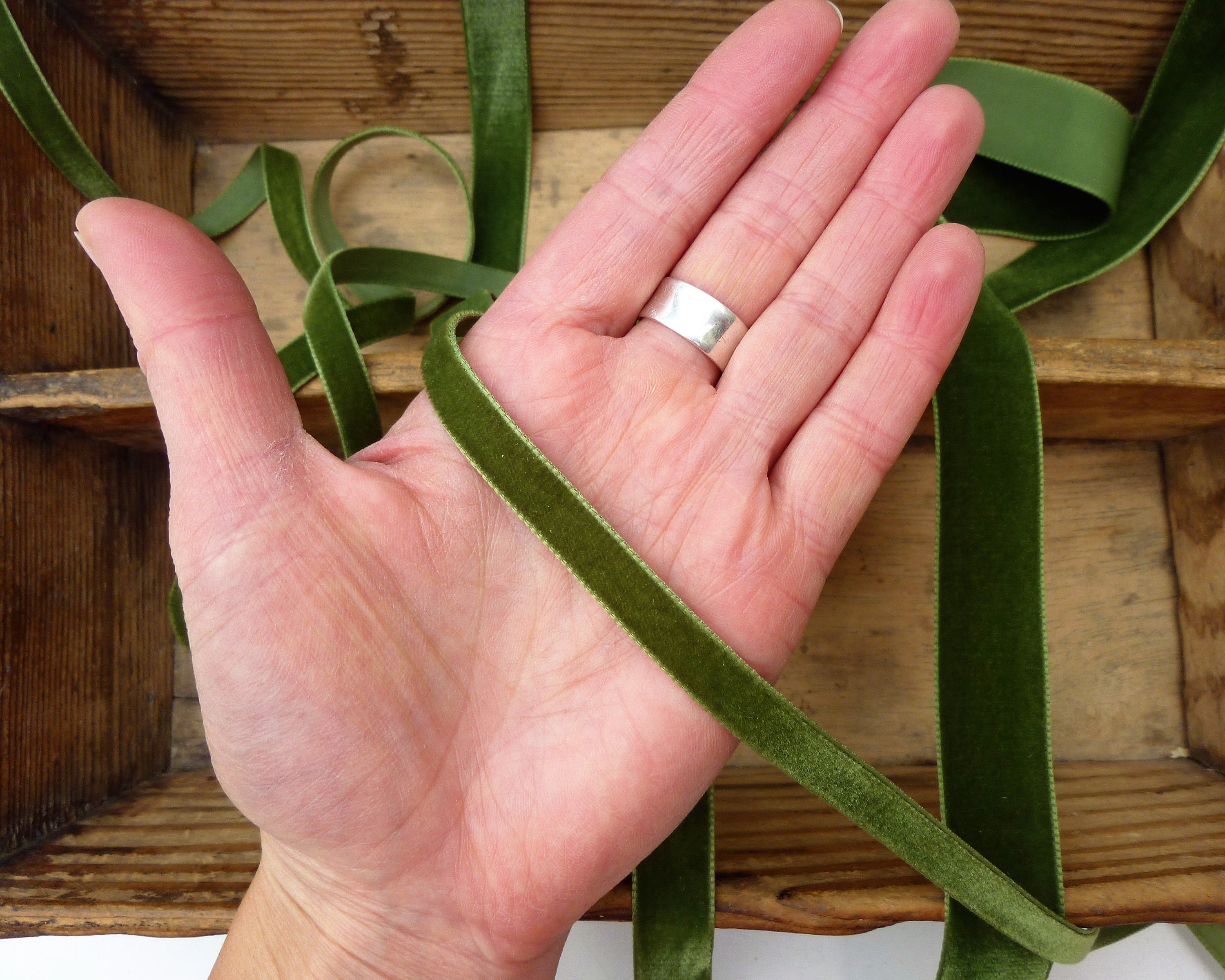 Moss Green Velvet Ribbon Trim Premium Quality Narrow Wide - Etsy UK