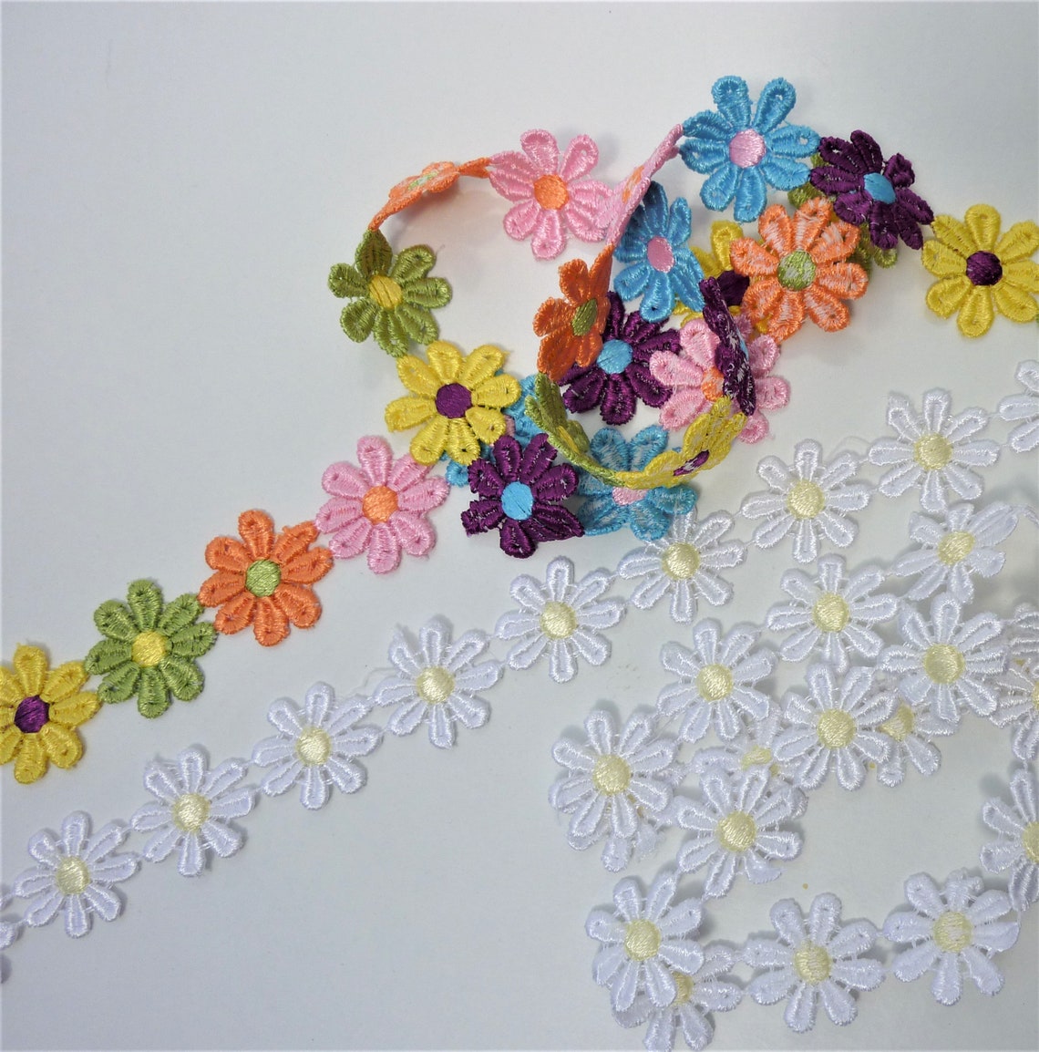Embroidered Daisy Trim Guipure Lace Flower Fabric Trims | Etsy UK
