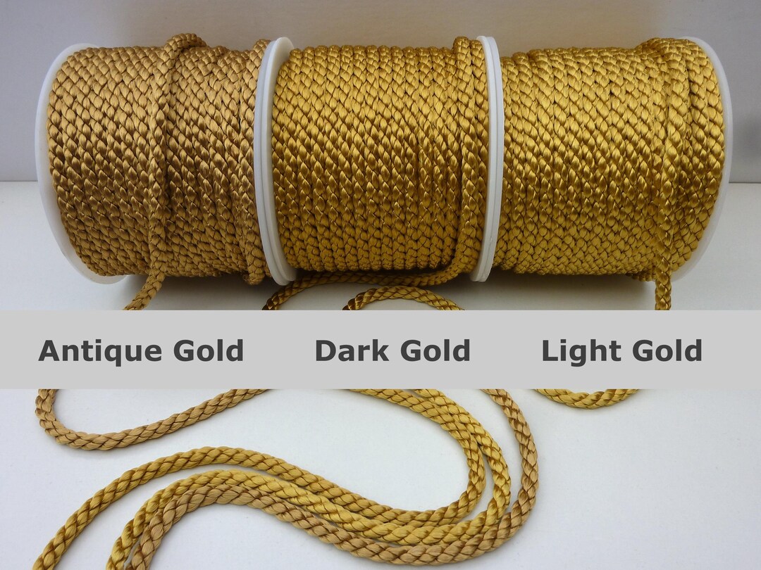 Gold Crepe Cord: 6mm Braided Rope Trim, Soft Furnishings, Upholstery - Etsy
