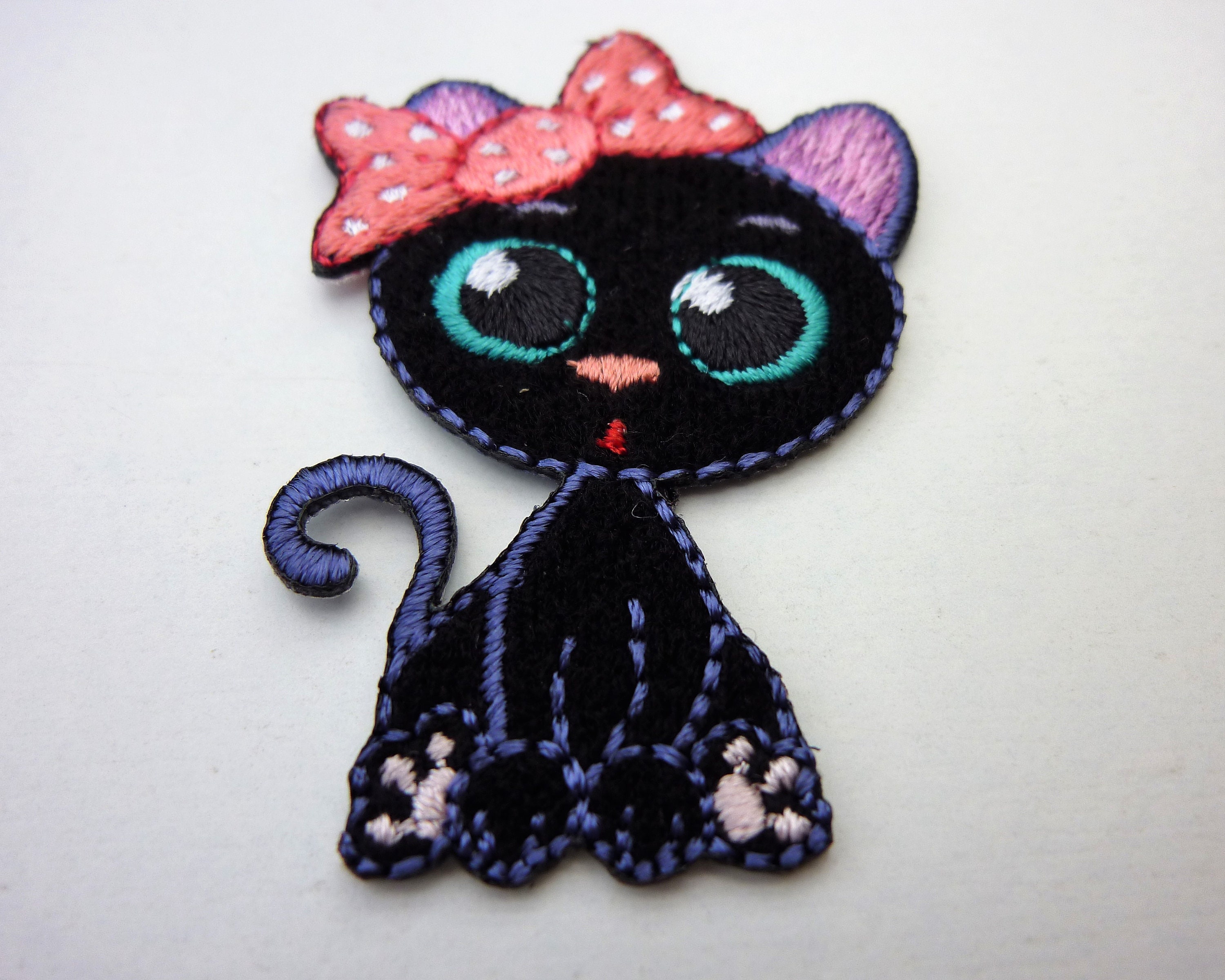 Cute Cat Patches With Big Eyes Embroidered Iron on Patches | Etsy