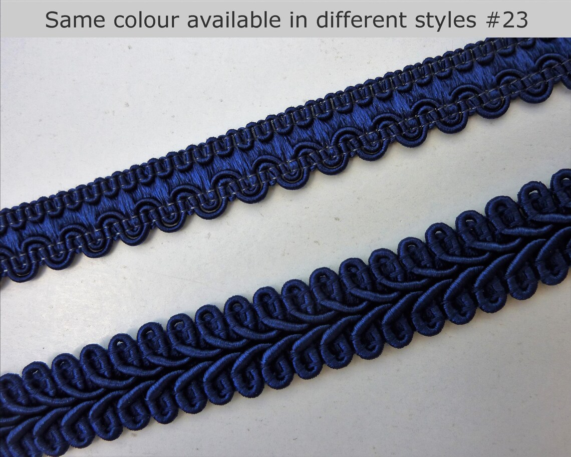 Navy Blue Upholstery Trim Scrolled Gimp Braid Lampshade | Etsy UK