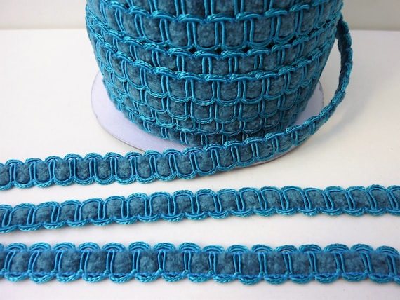 Teal blue chenille upholstery trim turquoise gimp braid | Etsy