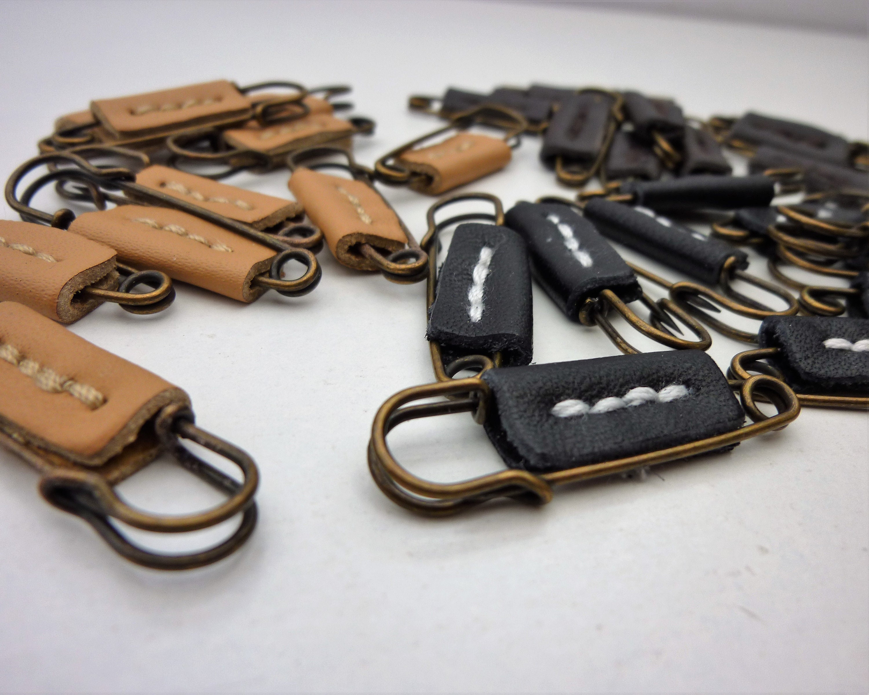 Leather safety pins pack of 3 decorative embellishment for | Etsy