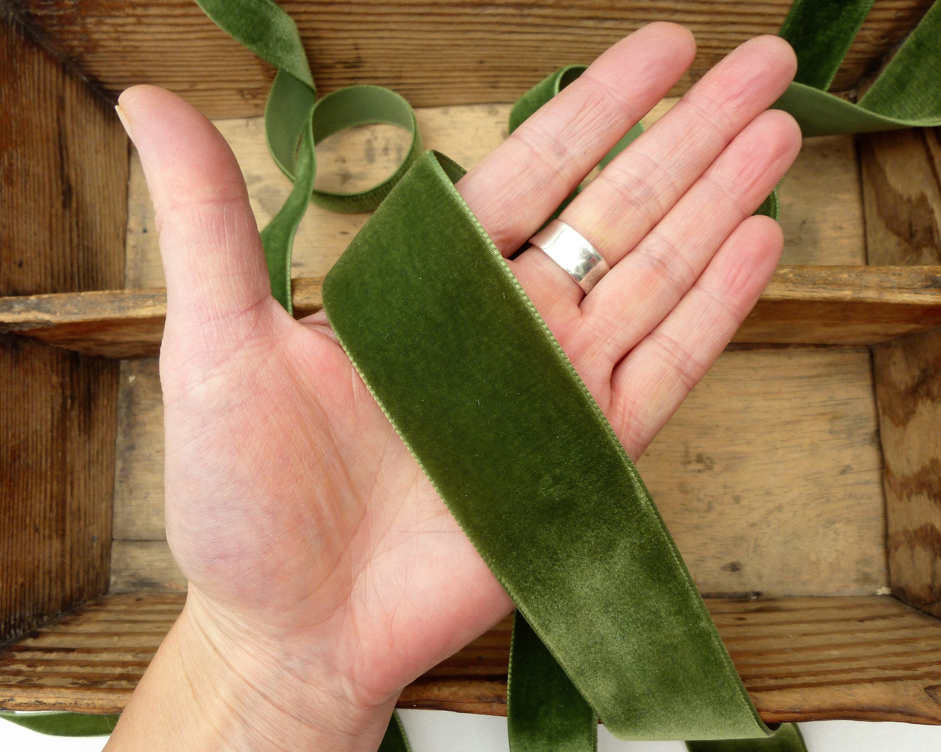 Moss Green Velvet Ribbon Trim Premium Quality Narrow Wide - Etsy UK