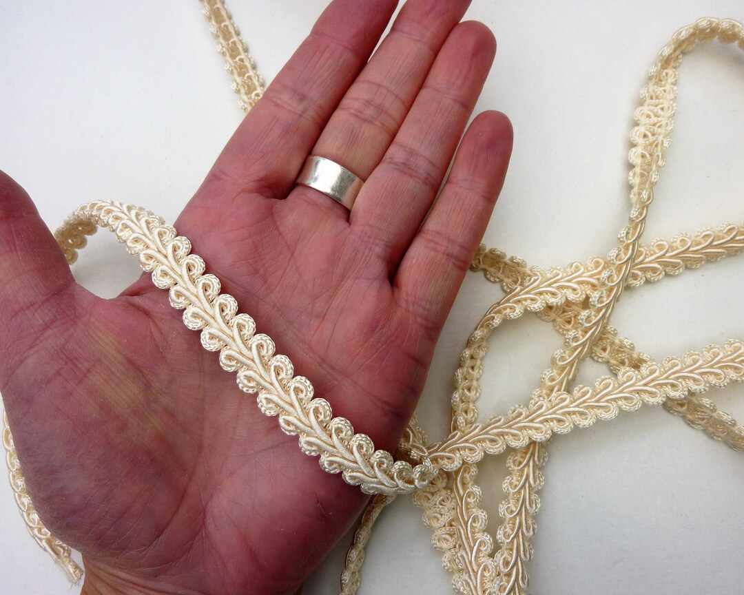 Cream Ivory Upholstery Trim, Scrolled Gimp Braid Furniture Trim, 12mm ...