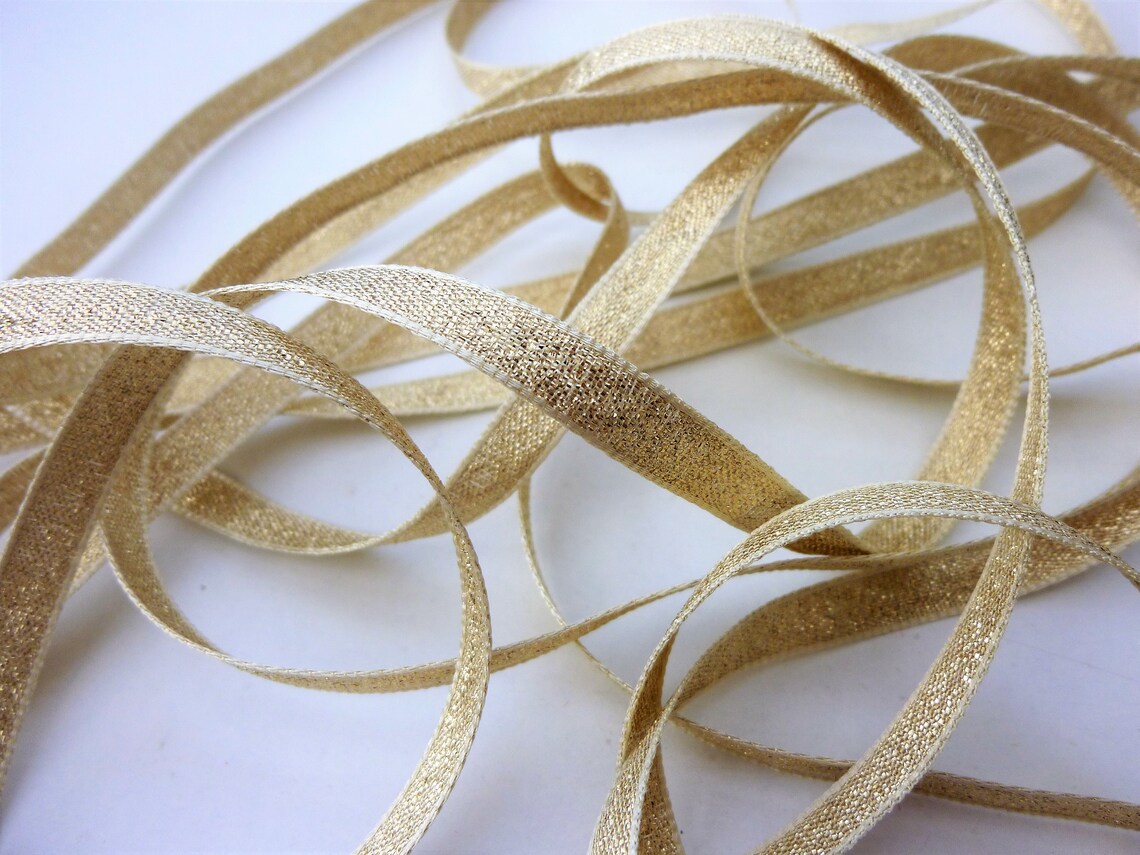 20m roll thin gold ribbon 22 yards 7mm 1/4 inch metallic | Etsy