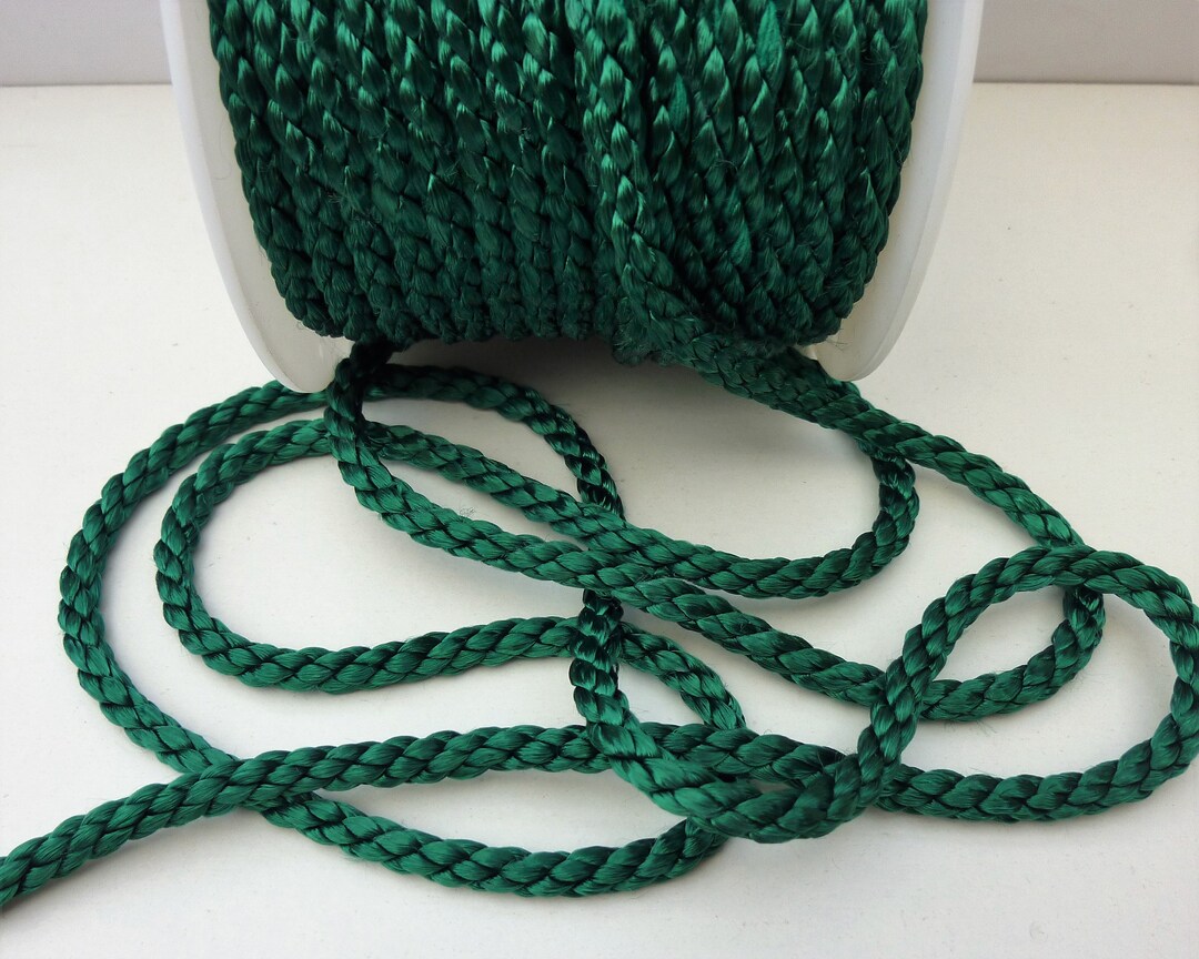 Dark Green Crepe Cord: 6mm Braided Rope Trim, Soft Furnishings ...