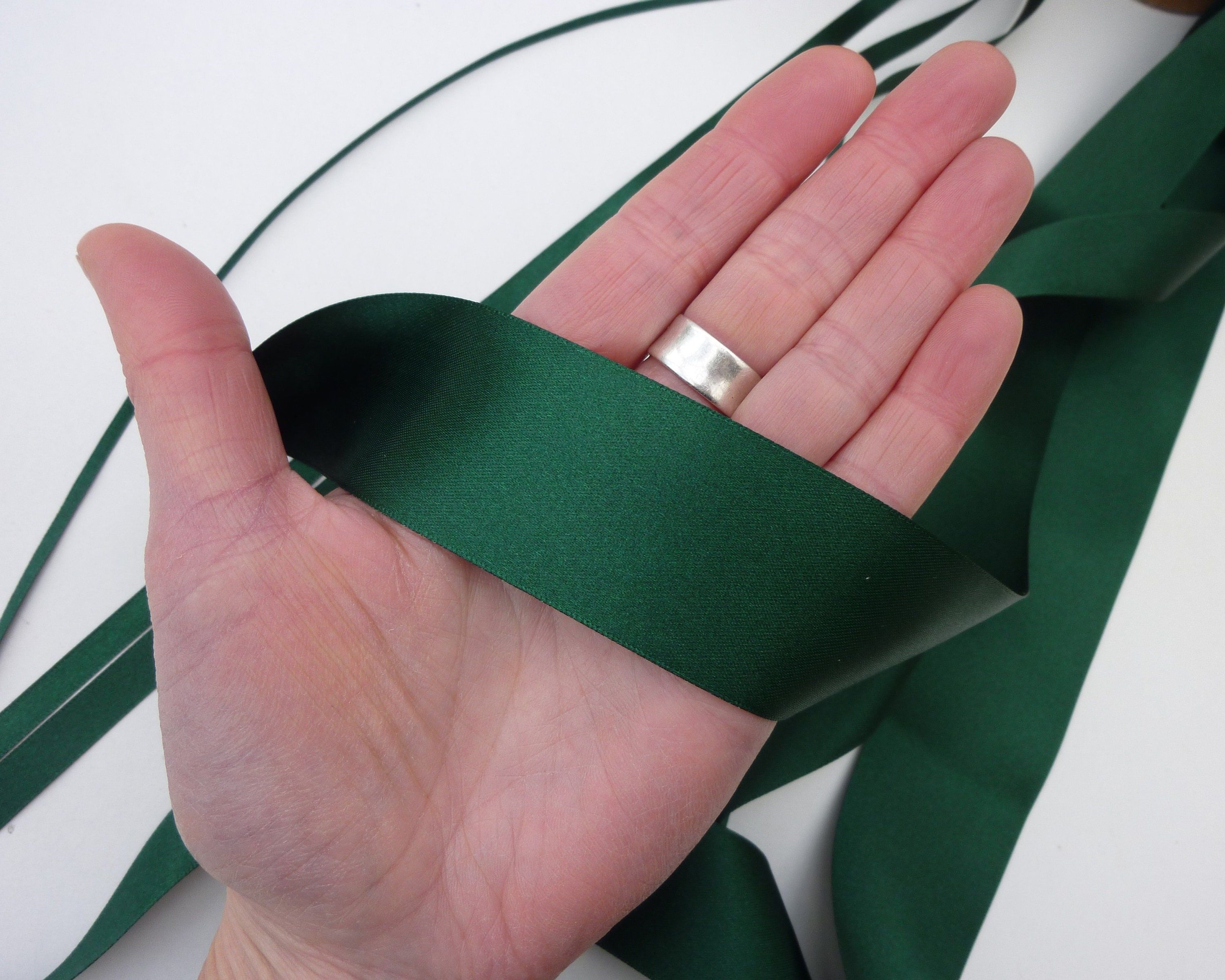 Dark forest green double satin ribbon Berisfords premium | Etsy