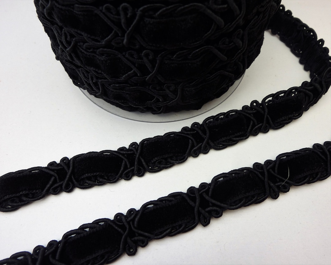 Black Velvet Upholstery Trim Gimp Braid: 16mm, Clothing Lampshade - Etsy UK