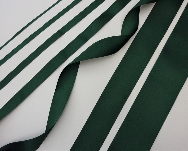 Dark forest green double satin ribbon Berisfords premium | Etsy