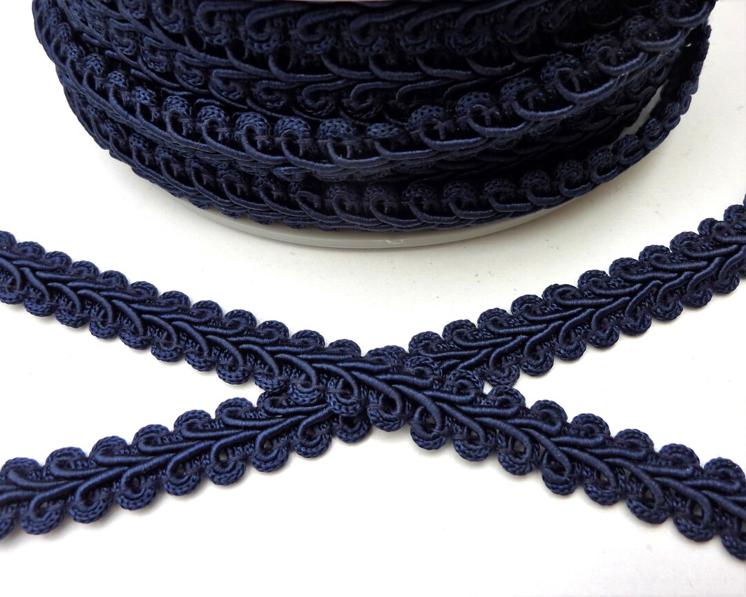 Dark Navy Blue Upholstery Trim Gimp Braid: 12mm Scrolled Lampshade ...