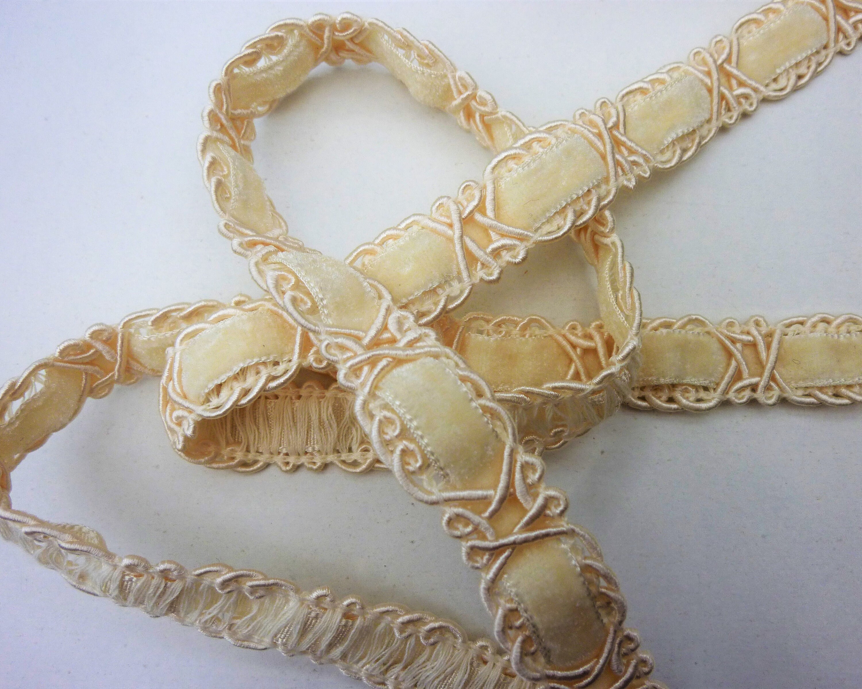 Cream Ivory Velvet Upholstery Trim Gimp Braid: 16mm, Clothing Lampshade ...
