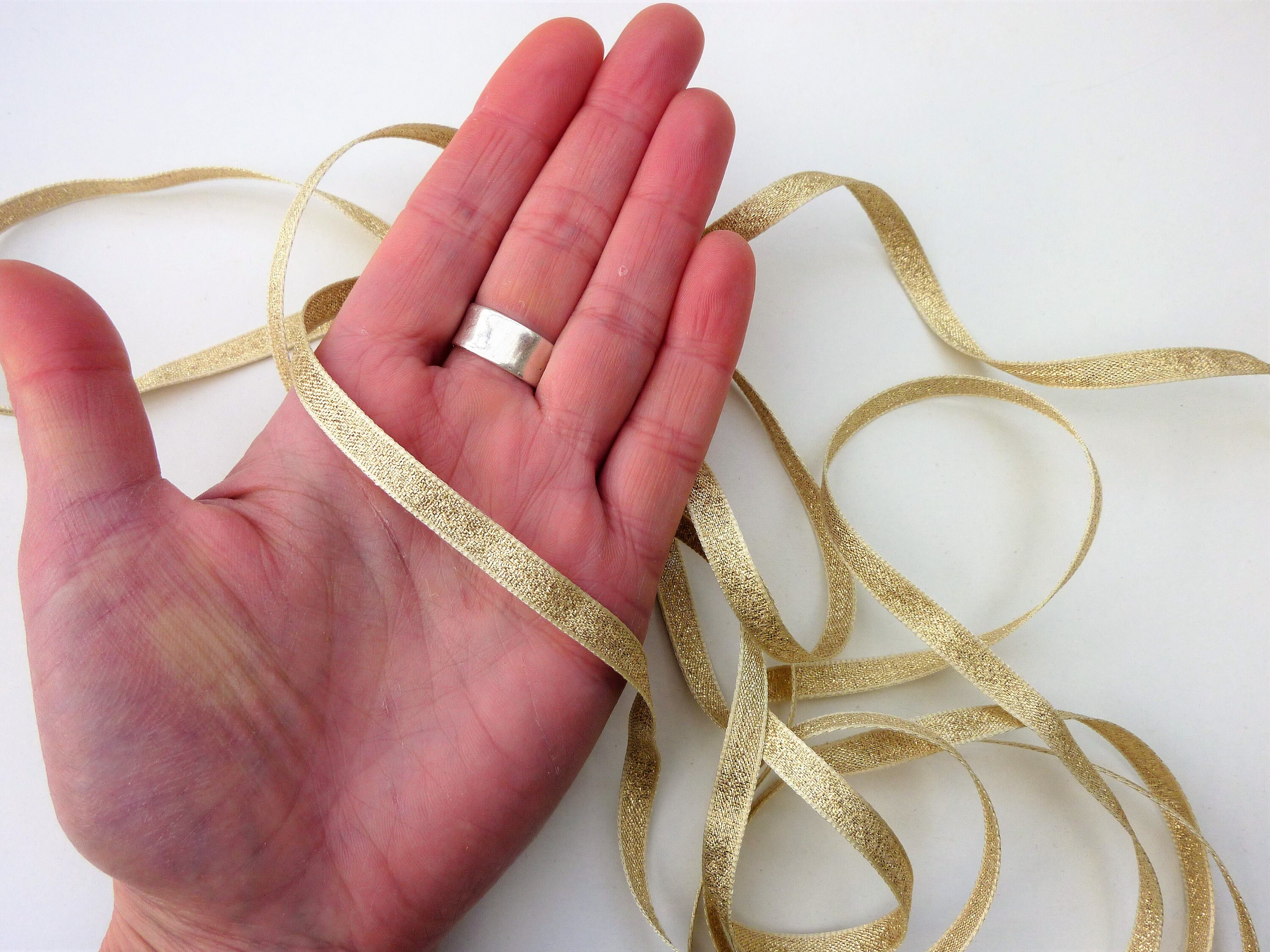 20m roll thin gold ribbon 22 yards 7mm 1/4 inch metallic | Etsy