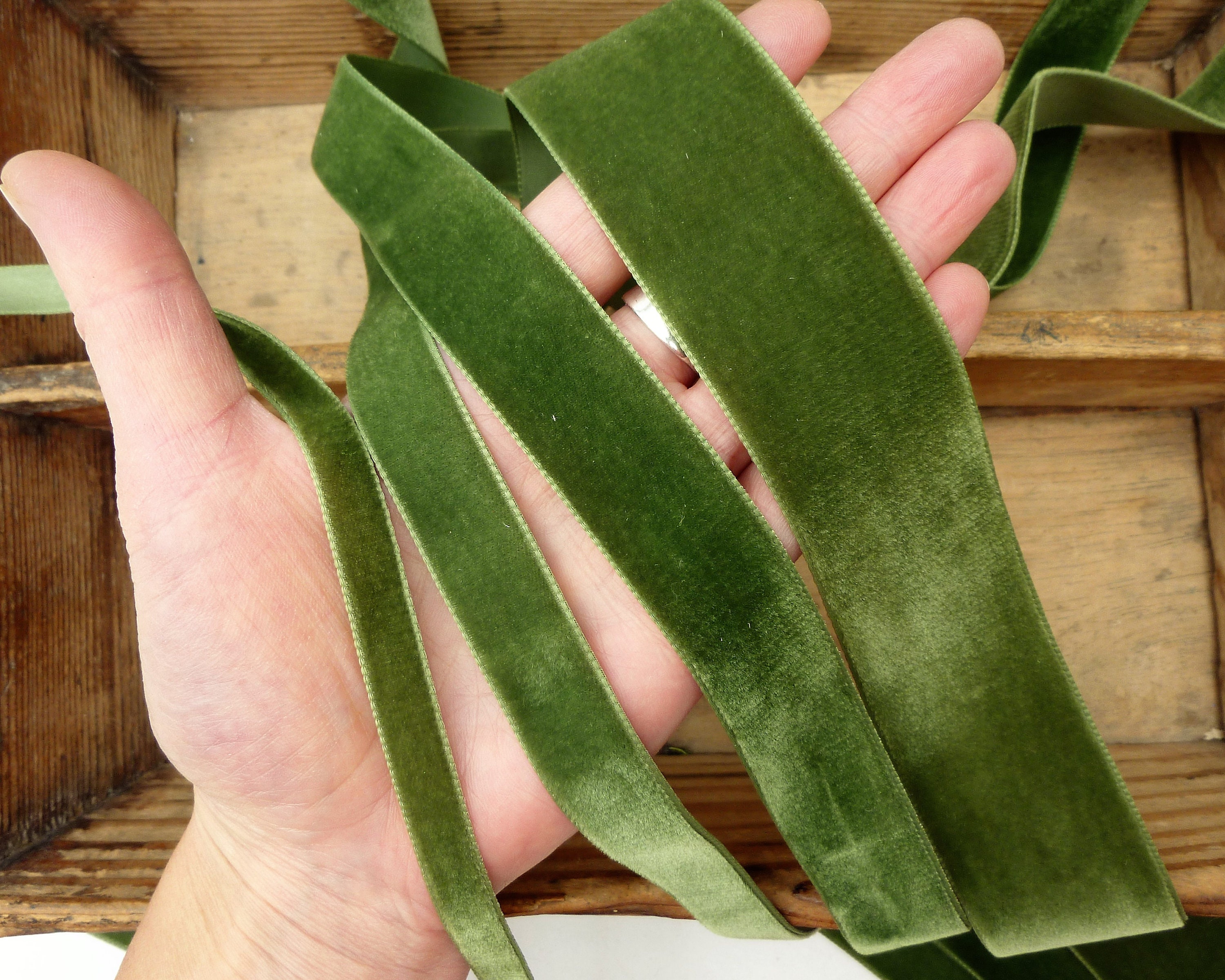 Moss Green Velvet Ribbon Trim Premium Quality Narrow Wide - Etsy UK