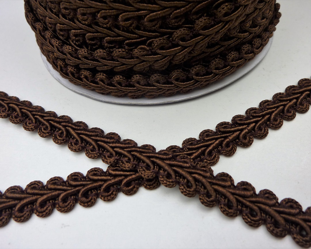 Dark Brown Upholstery Trim, Scrolled Gimp Braid Furniture Trim, 12mm 15 ...