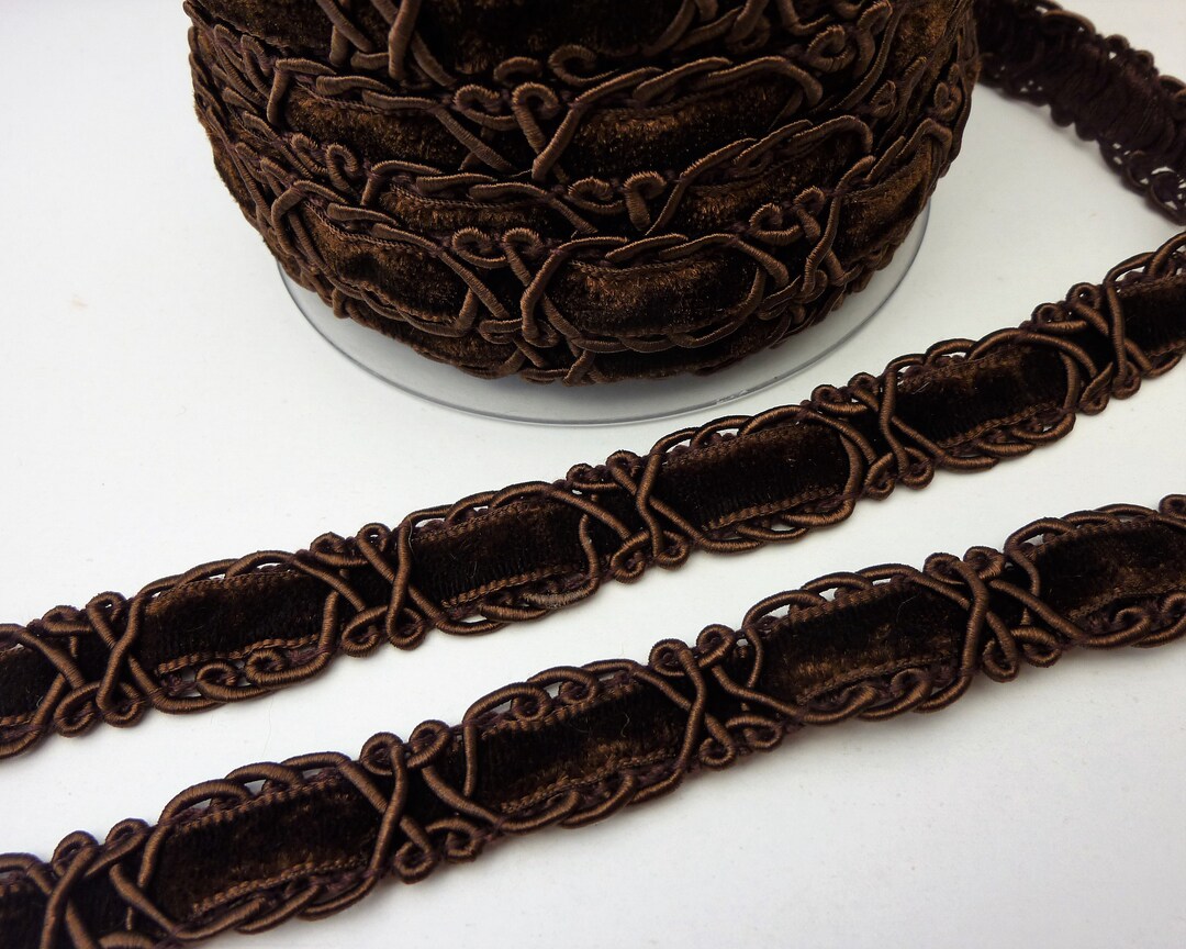 Dark Brown Velvet Upholstery Trim Gimp Braid: 16mm, Clothing Lampshade ...