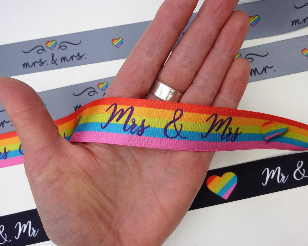 Same Sex Wedding Ribbon Mr And Mr Mrs And Mrs Gay Lesbian Wedding 1686