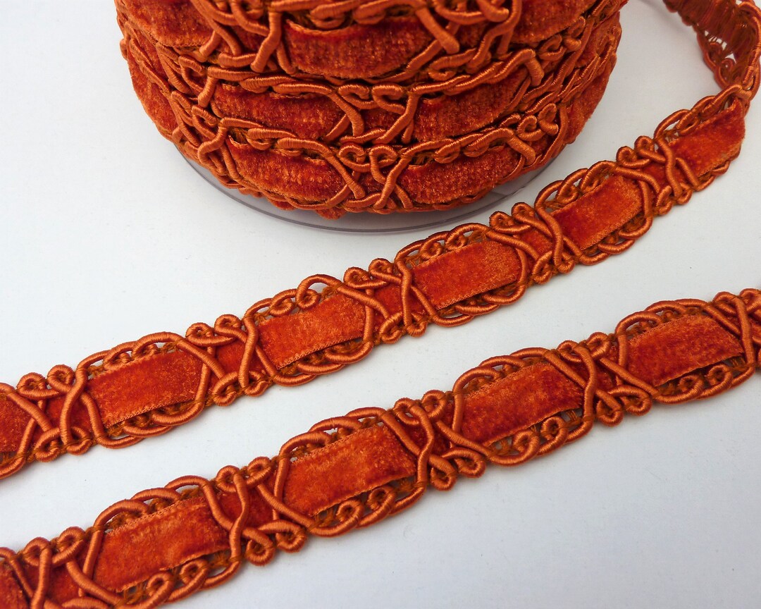 Burnt Orange Velvet Upholstery Trim Gimp Braid: 16mm, Clothing ...