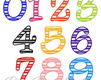 Striped number svg | Etsy