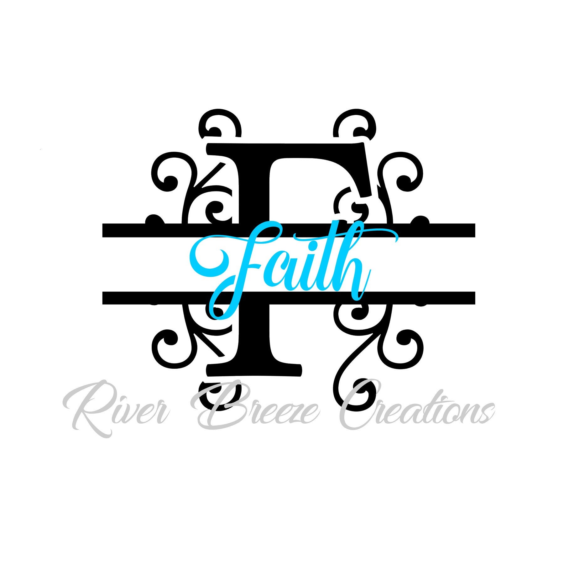 Split Monogram Letter F Svg Fancy Swirl Font Svg Cricut Svg | Etsy