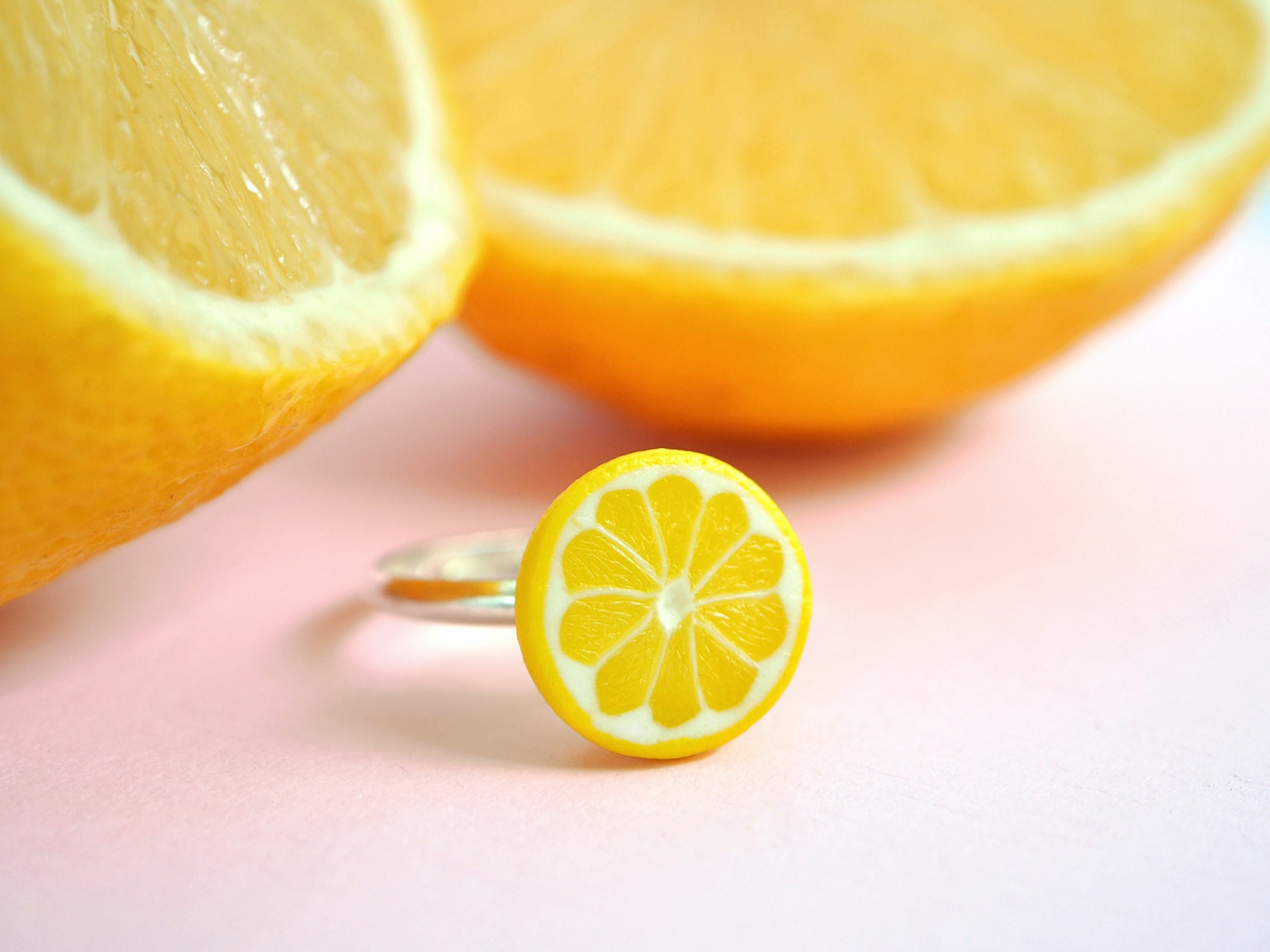 Lemon ring fruit ring polymer clay ring food ring | Etsy