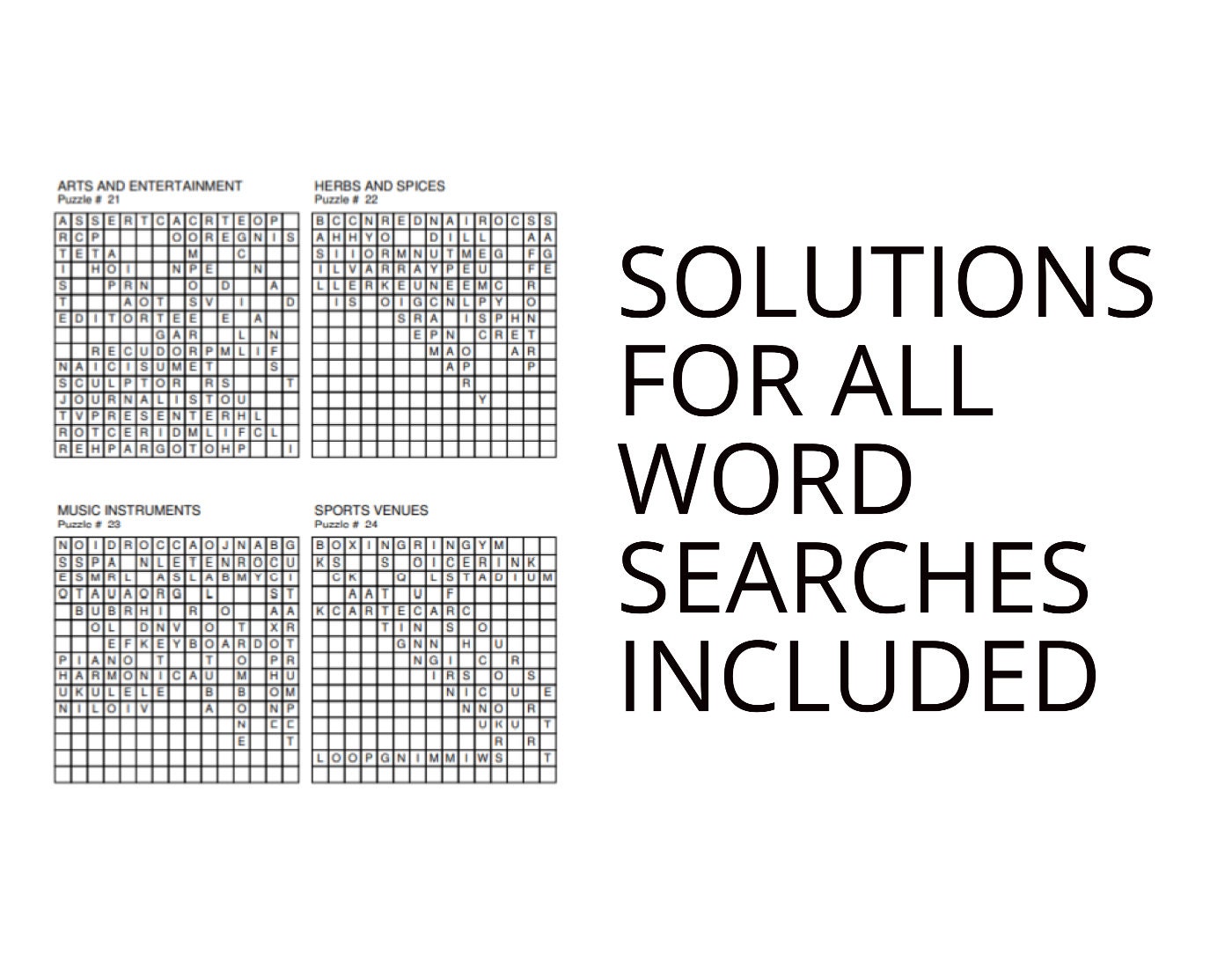 60 WORD SEARCH Puzzles With Solutions. Large Print. One Puzzle per Page ...