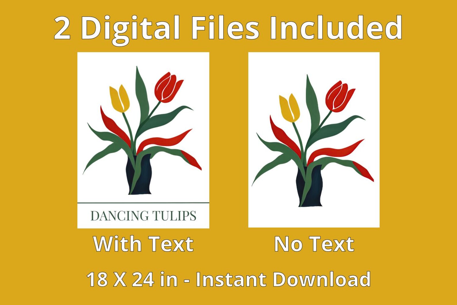 Dancing TULIPS Matisse-inspired Tulip Bouquet DIGITAL Art Print, Floral ...