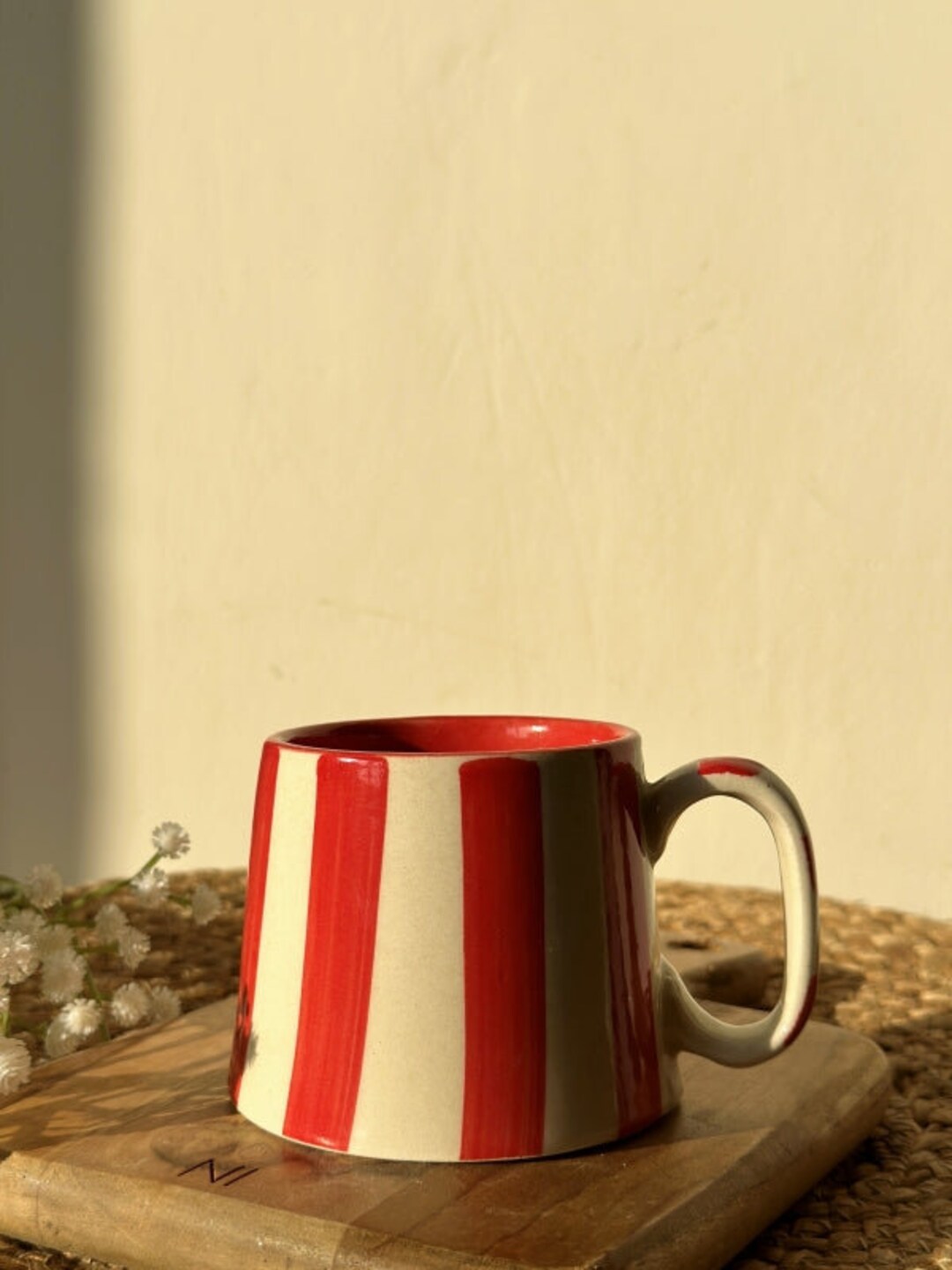 Vintage Red Stripe Ceramic Coffee Cup 220ml - Etsy