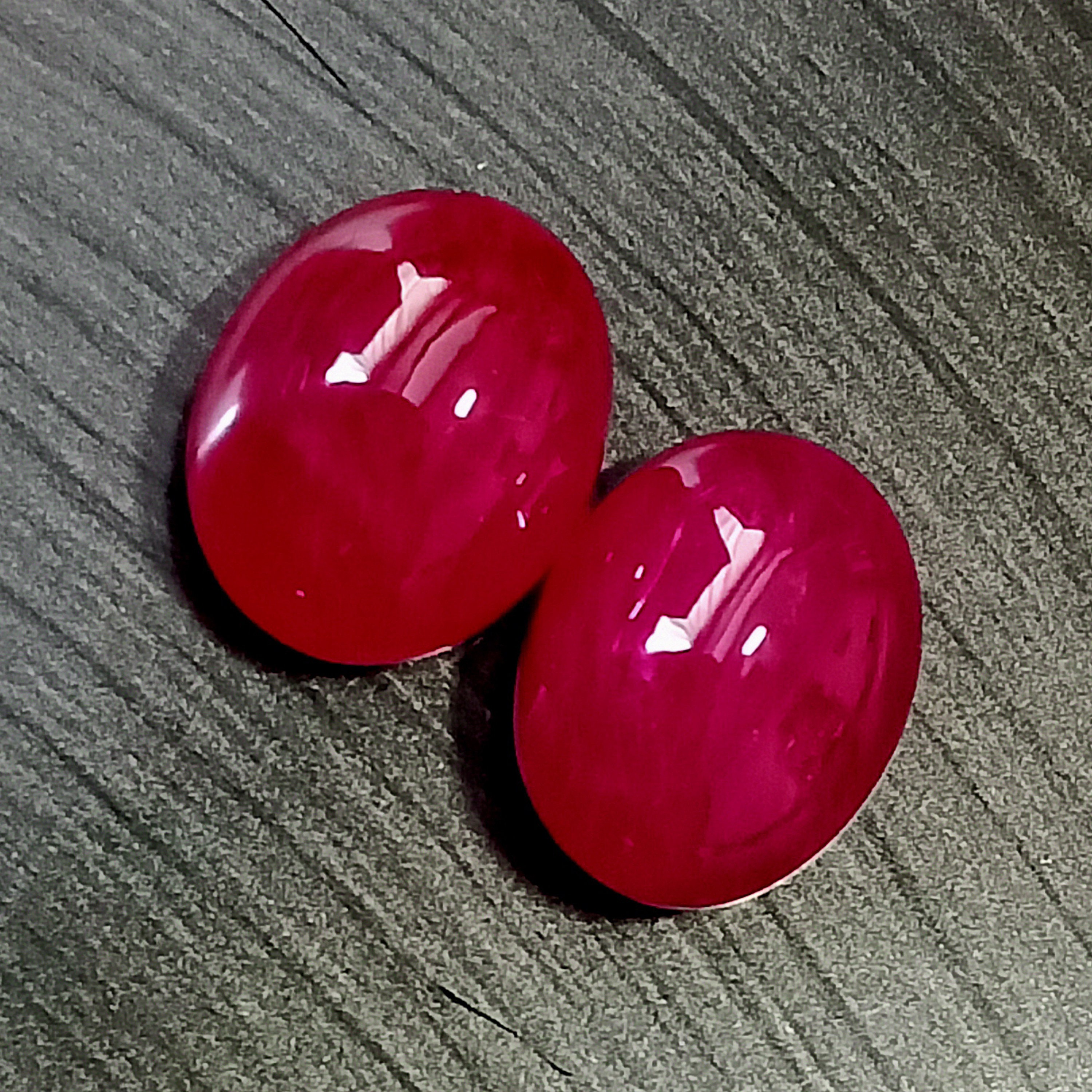 Large Ruby Cabohon, Pair, 29.07 Cts., Ruby Cabochon, Ruby Oval Cabochon ...