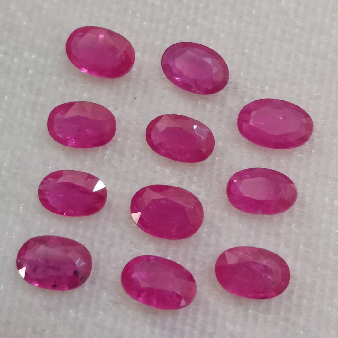 Natural Myanmar Ruby Ovals , 5.24 Cttw. , Ruby Oval Facet Lot , Natural ...