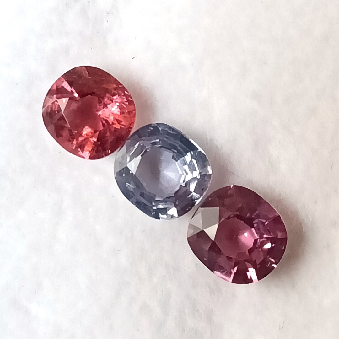 Multi Colored, Spinel, Suite, 2.34 Cts., Natural Spinel, Cushion Shape ...