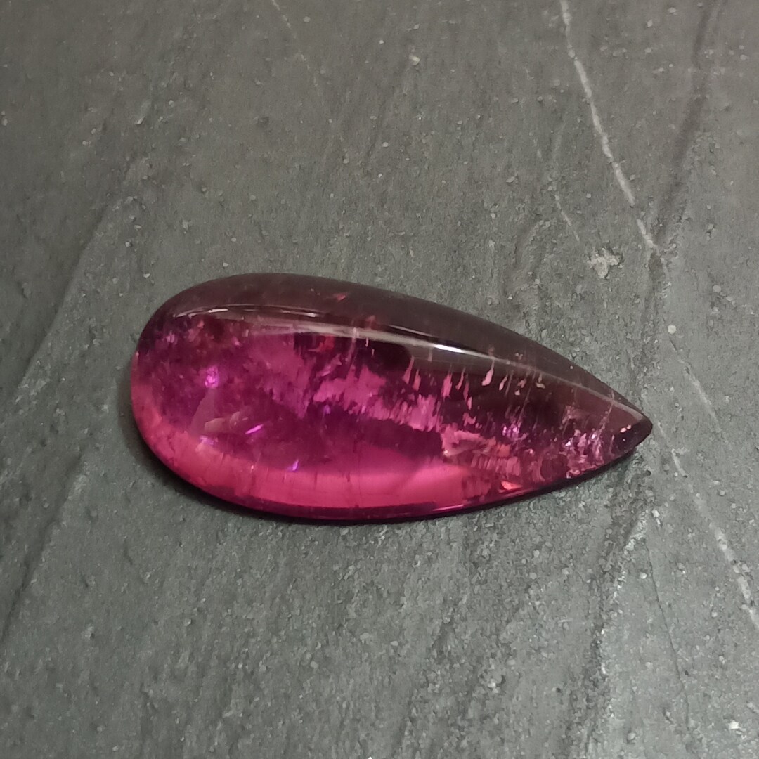 Large, Natural, Rubellite, 16.58 Cts., Pear Shape, Cabochon, Rubelite ...