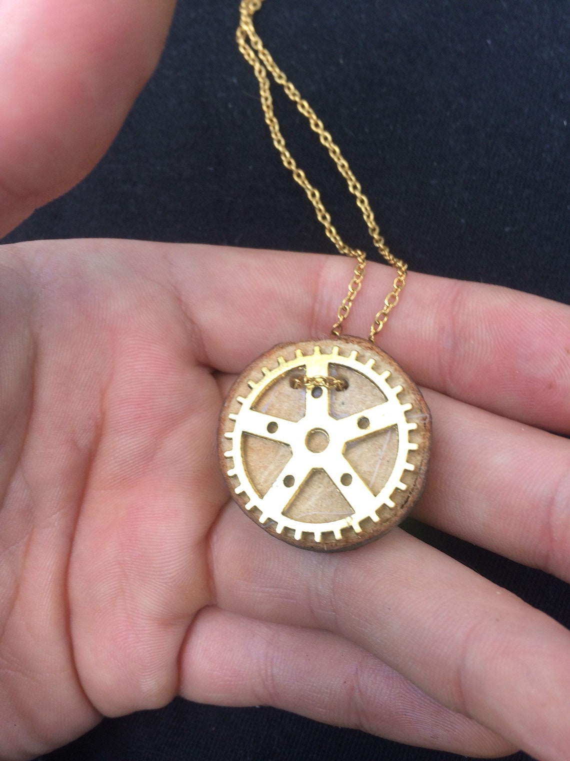Original Steampunk Necklace, Unique Gold Cog Wheel Steampunk Style Gold ...