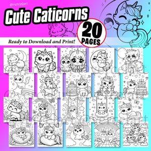 Caticorn Coloring Pages for Children and Adults. 20 PDF Pages Instant ...