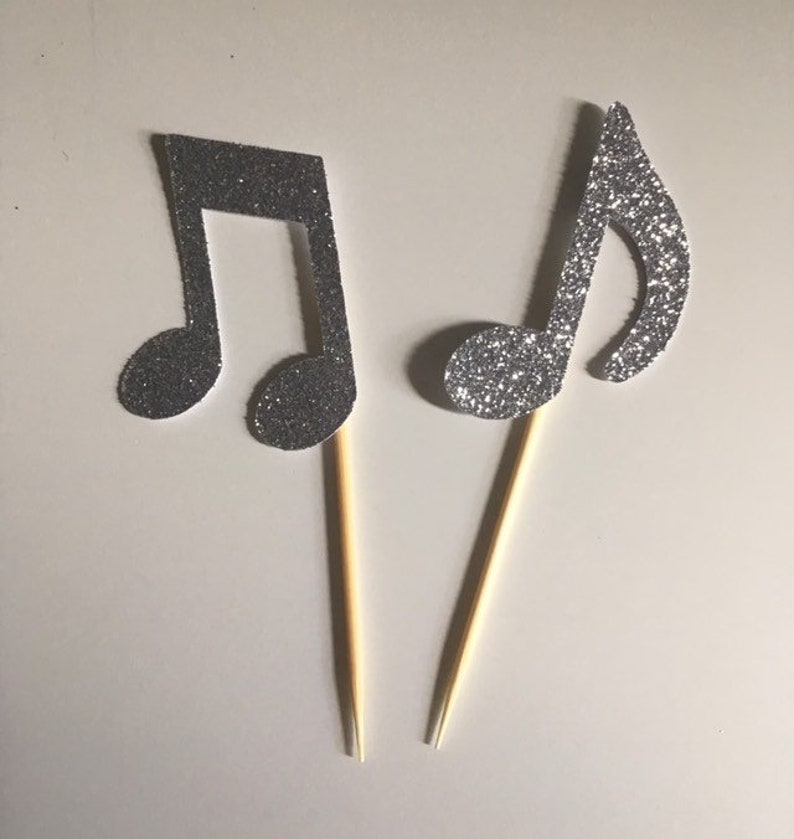 Notas musicales Cupcake Toppers-Glitter Cupcake TopperTema - Etsy España