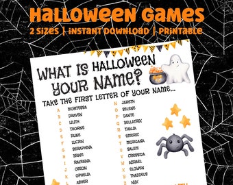 What's Your Halloween Name Game WITH NAMETAGS & SIGN - Etsy