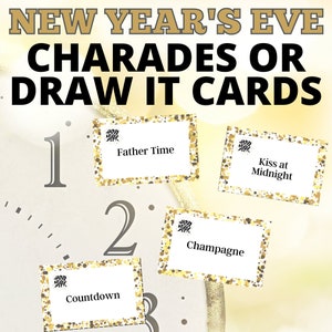 New Year's Eve Charades or Draw It Cards Instant Digital - Etsy