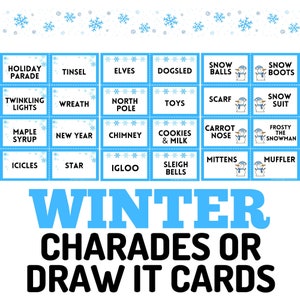 Winter Holiday | Charades or Draw It Cards | Instant Digital Download ...